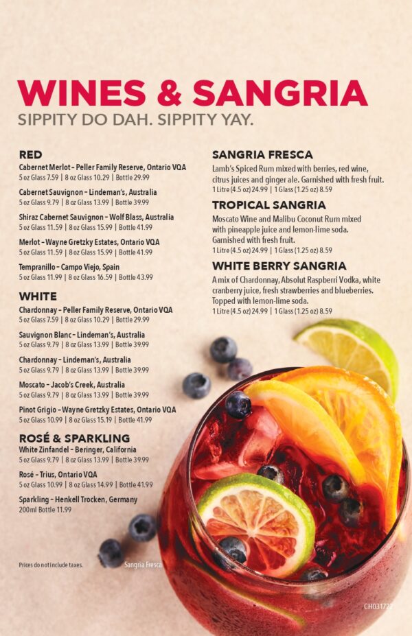 Beverage Menu - Shoeless Joe's
