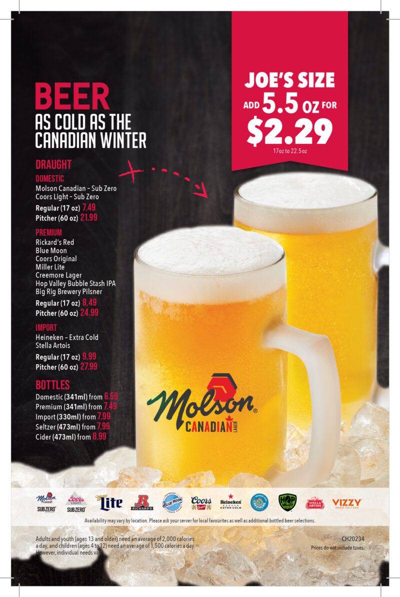 Beverage Menu - Shoeless Joe's