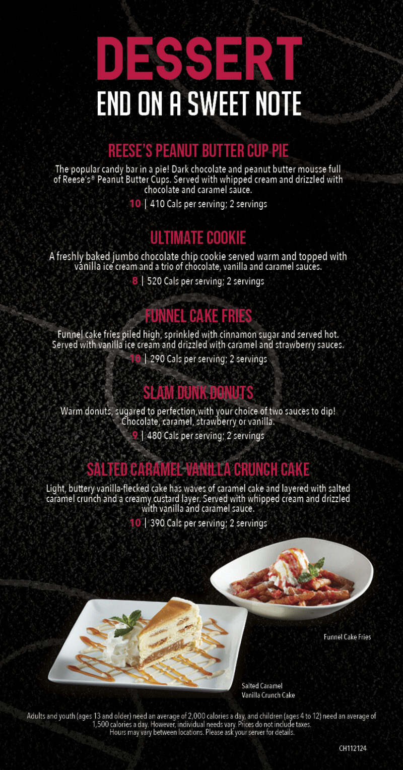 Food menu - Shoeless Joe's