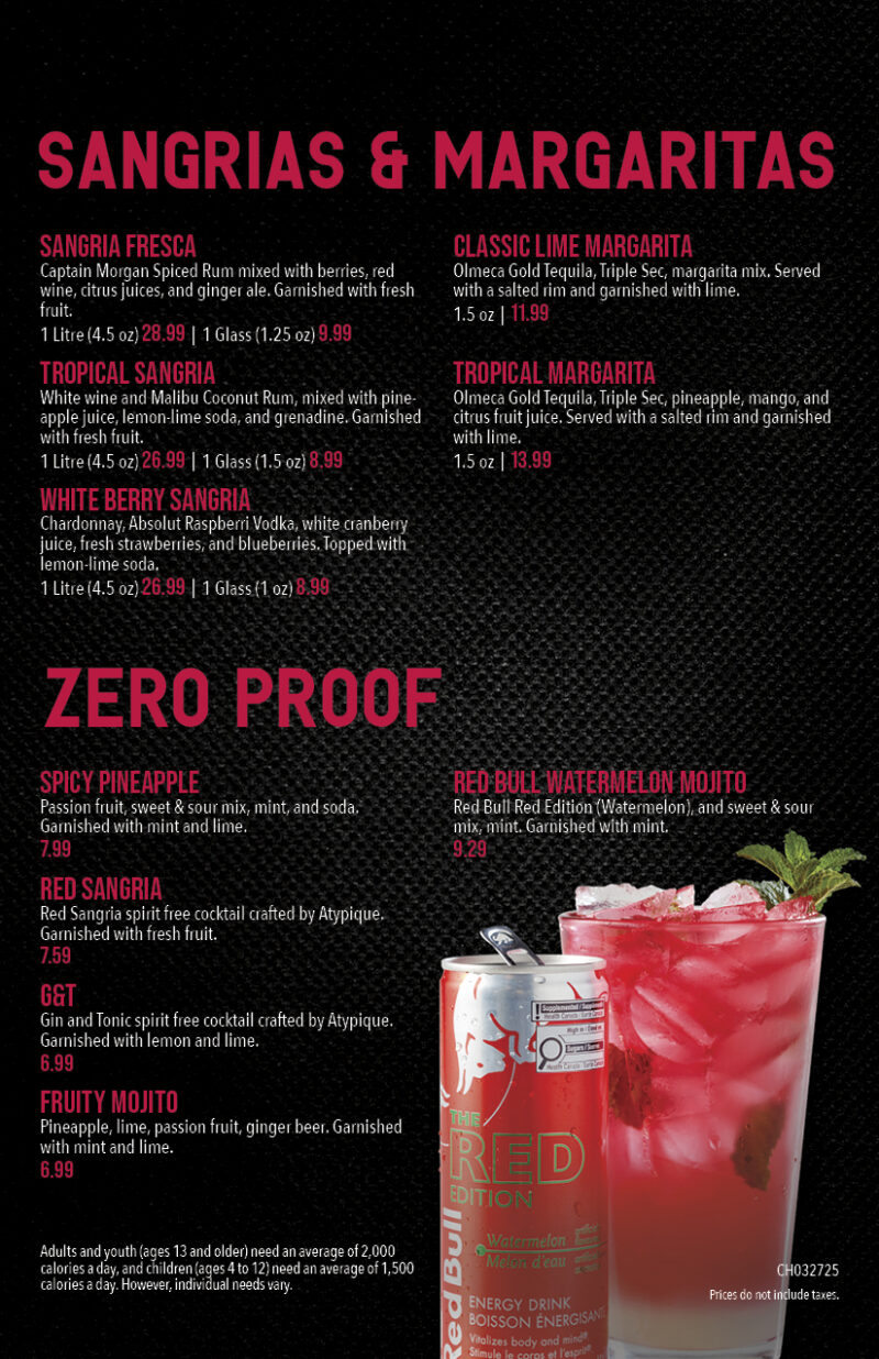 Beverage Menu - Shoeless Joe's